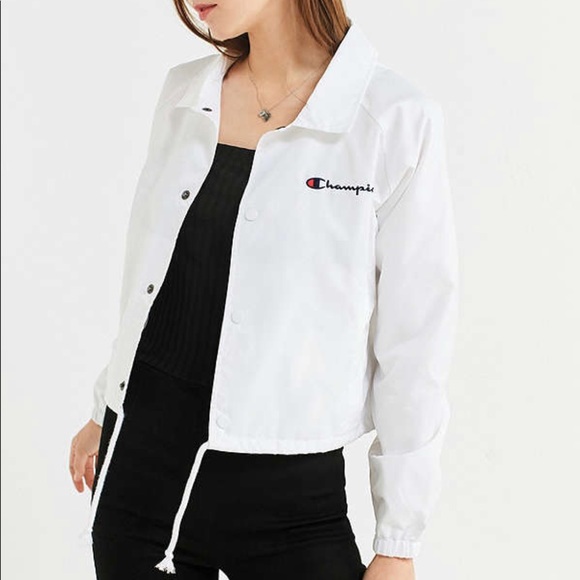 Champion | Jackets & Coats | White Cropped Champion Coach Jacket | Poshmark